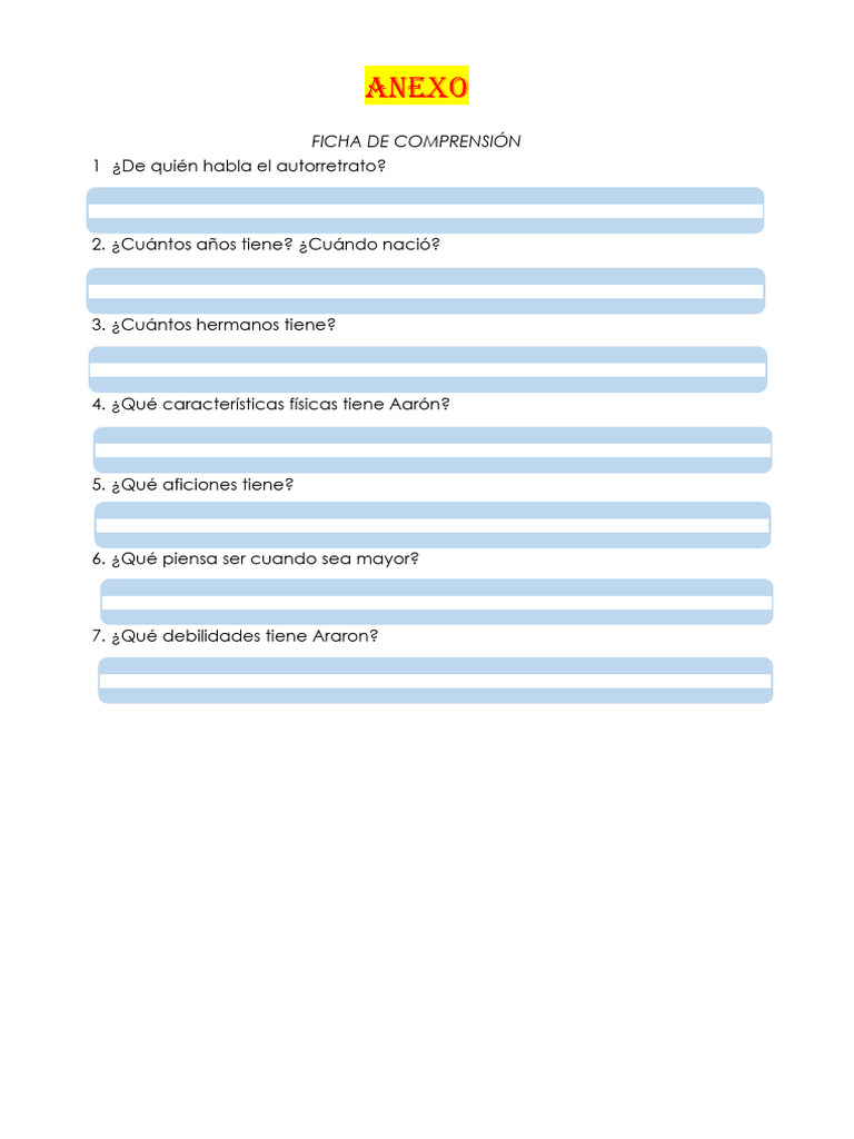 Ficha Com - Leemos Un Texto Descriptivo Mi Auto Retrato | PDF