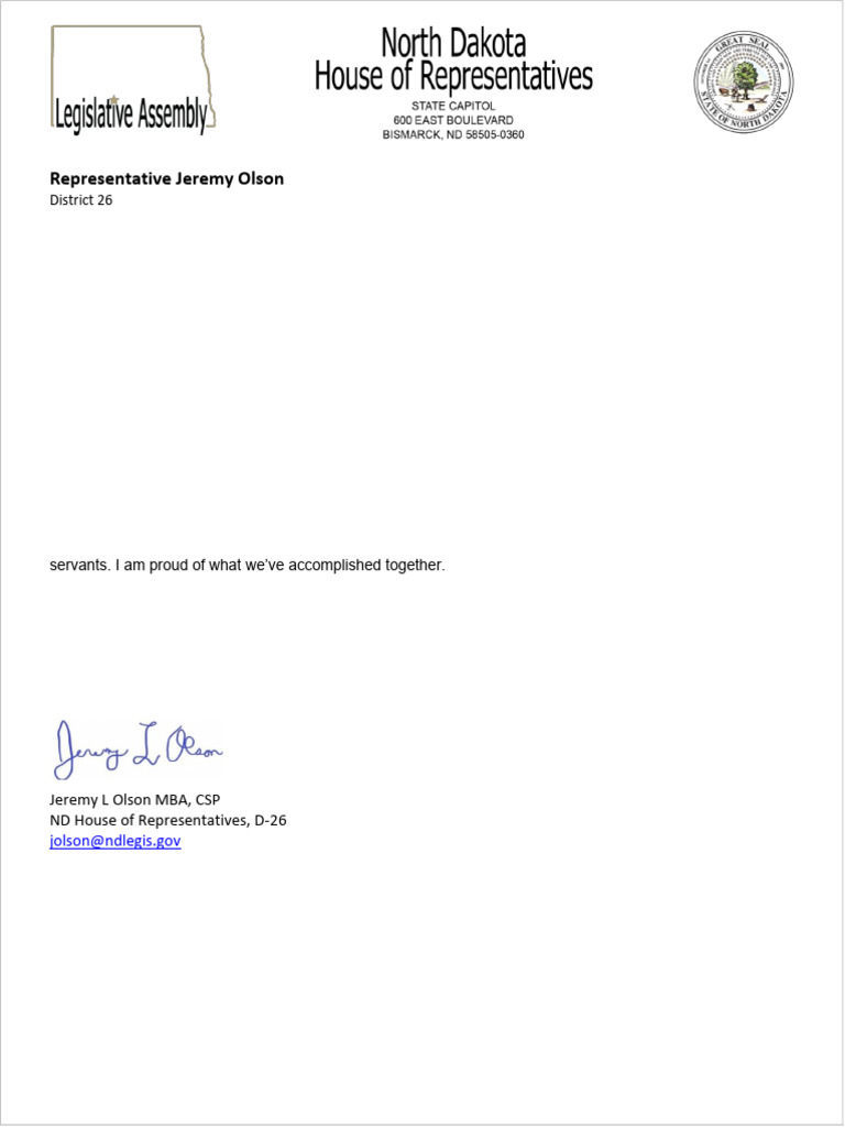 Rep Olson Resignation | PDF