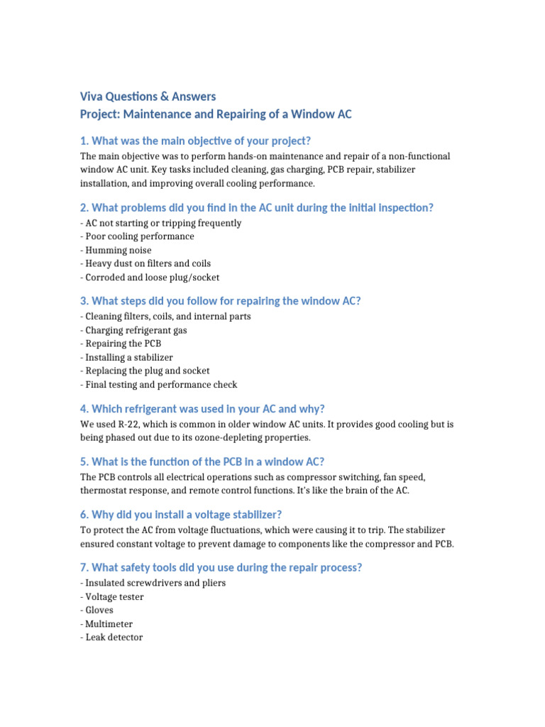 Window AC Viva QA | PDF