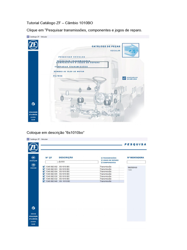 Tutorial Catálogo ZF | PDF