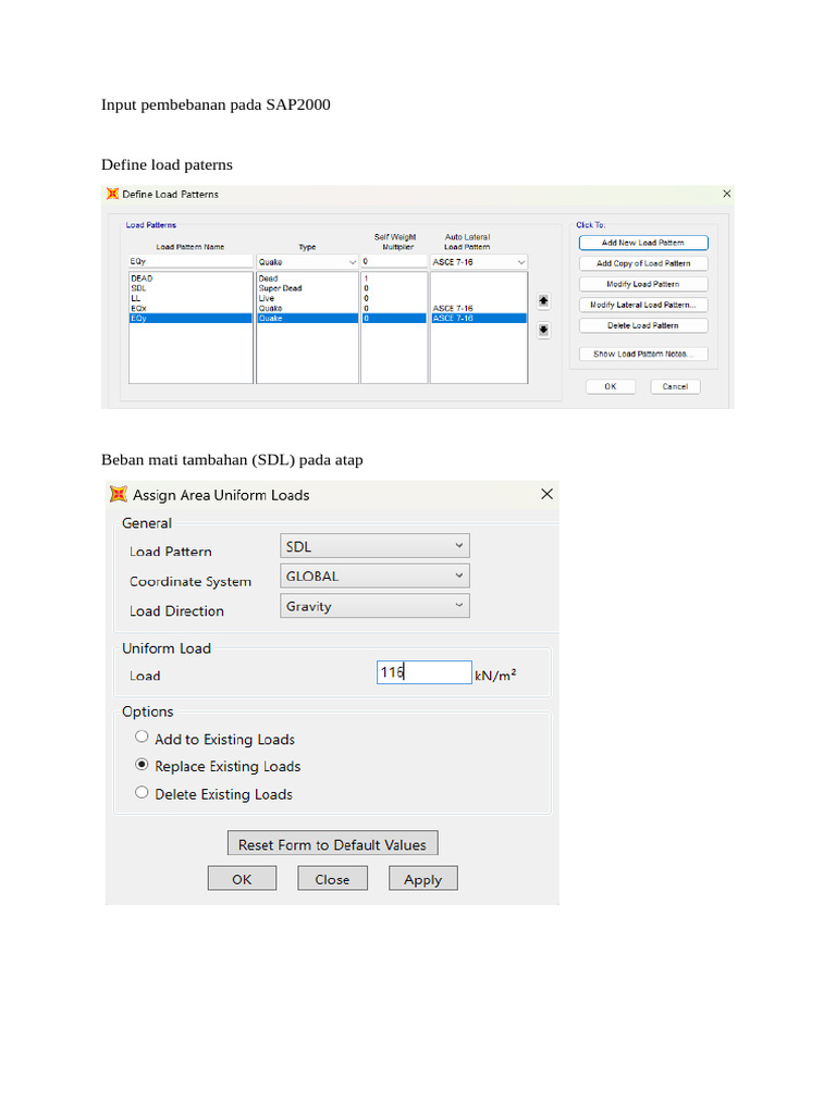 Input pembebanan pada SAP2000 CHARLOS | PDF