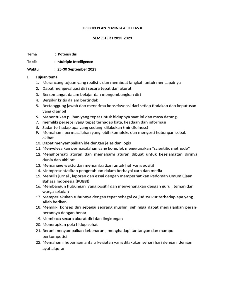 Lesson Plan Minggu Ke 11 Kelas x | PDF
