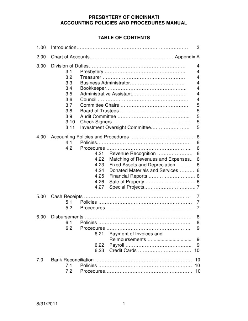 Accounting Policies Procedures | Bookkeeping | Cheque