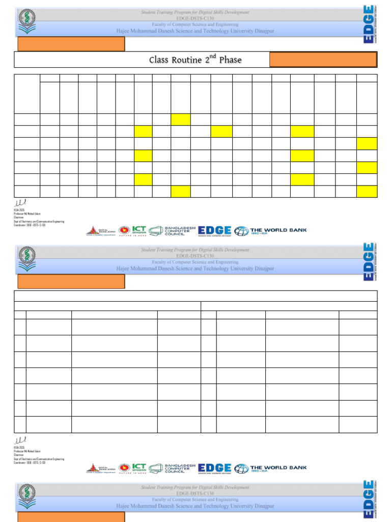 Class Routine For 2nd Phase Corrected On 19.04.2025 | PDF | Computer Engineering | Computing