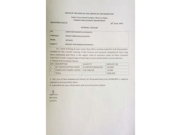 Request For Materials Pdf