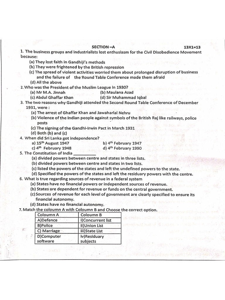 SOCIAL SAMPLE PAPER CLASS 10 | PDF