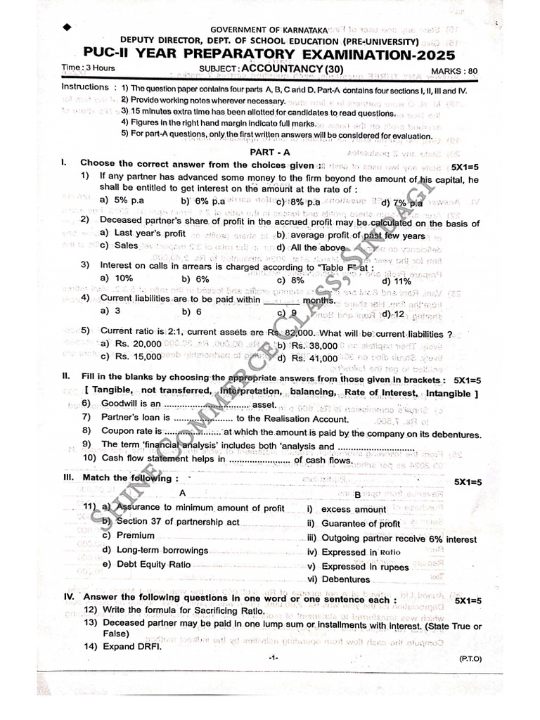 II PU ACC 24 Districts Pre Papers 2025 | PDF