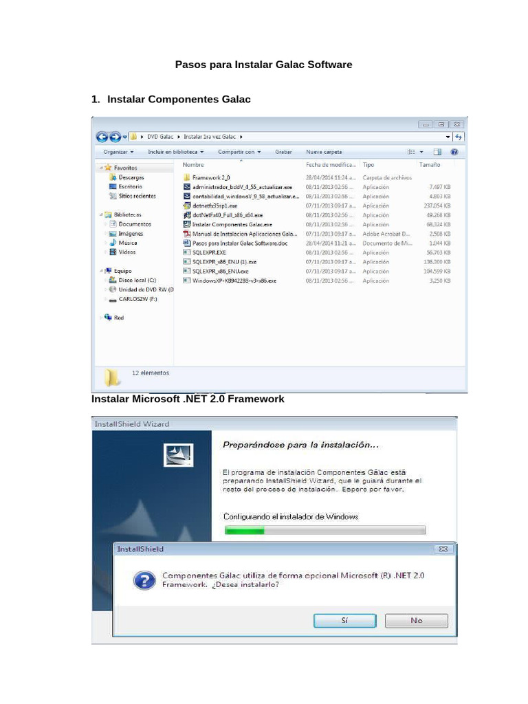 Pasos para Instalar Galac Software | PDF