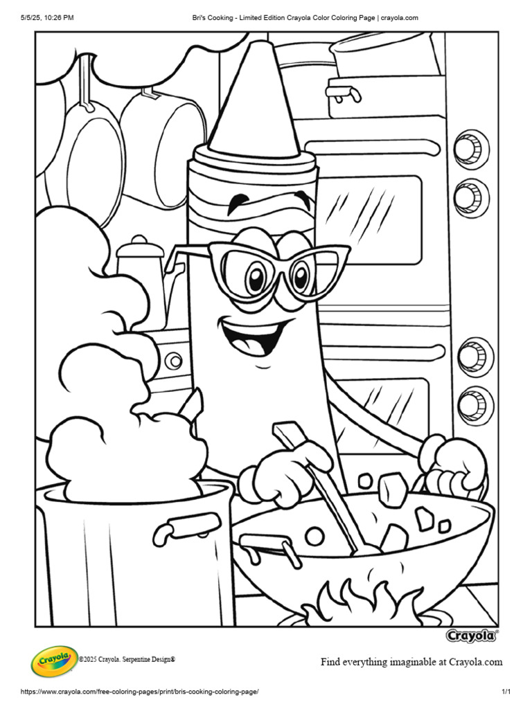Bri's Cooking - Limited Edition Crayola Color Coloring Page | PDF