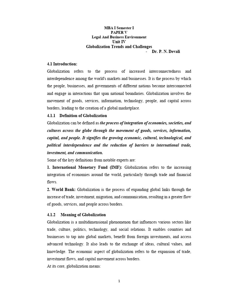 Unit 4 Globalisation and Its Trend | PDF | Globalization | Exchange Rate