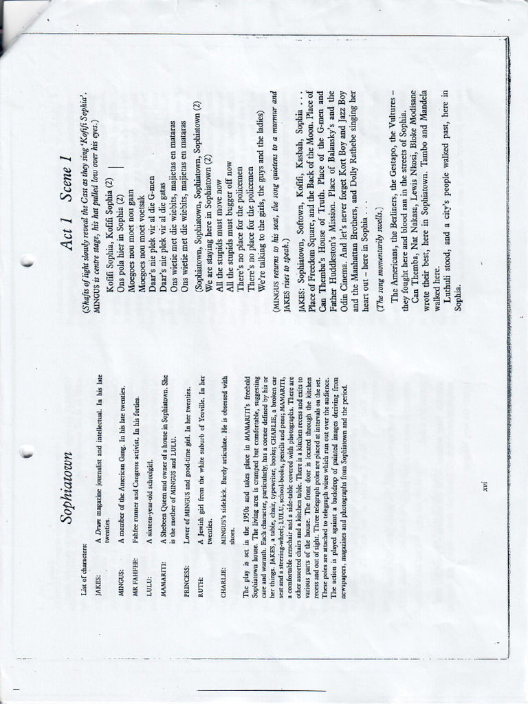 Sophiatown Script | PDF