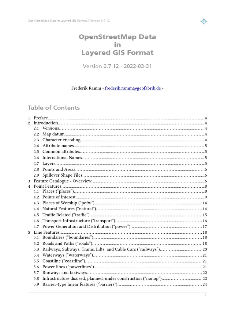 Geofabrik Osm Gis Standard 0.7 | PDF | Geographic Information System