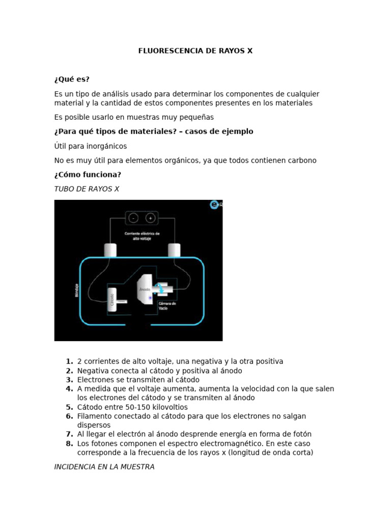 Fluorescencia de Rayos X - Explicación | PDF | Rayo X | Electrón