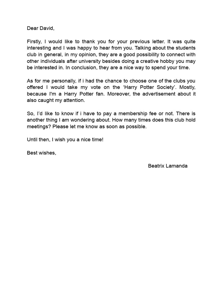 Letter To David | PDF