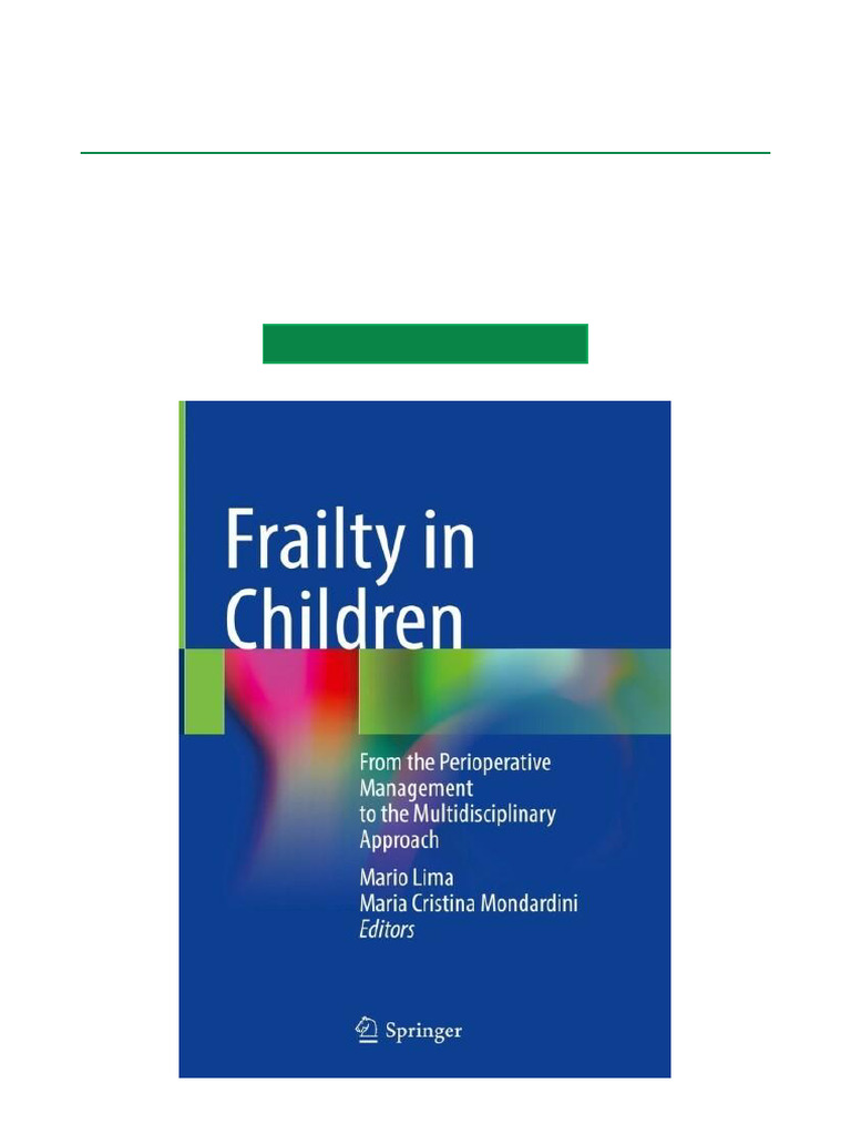 Frailty in Children From the Perioperative Management to the ...