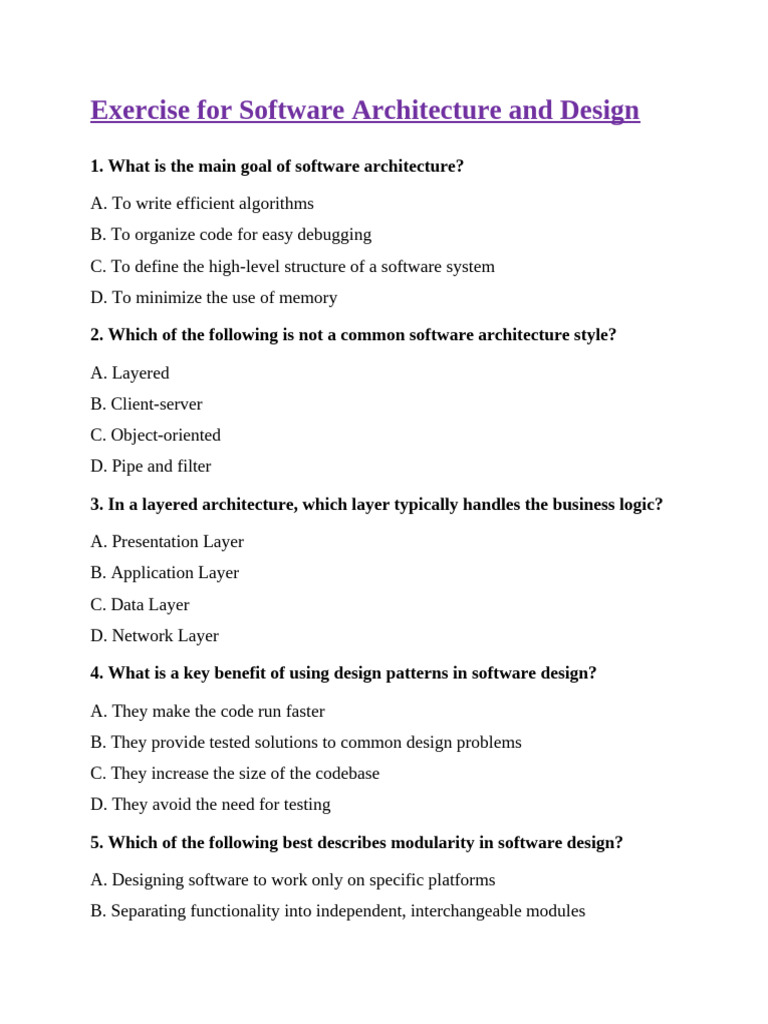 Exercise For Software Architecture and Design | PDF | Class (Computer ...