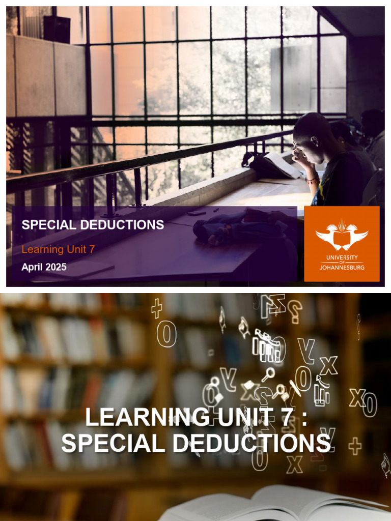 C Special Deductions Lecture Slides | PDF | Tax Deduction | Expense