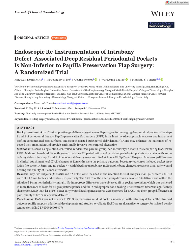 Endoscopic Intrabony Defect | PDF | Periodontology | Dentistry Branches