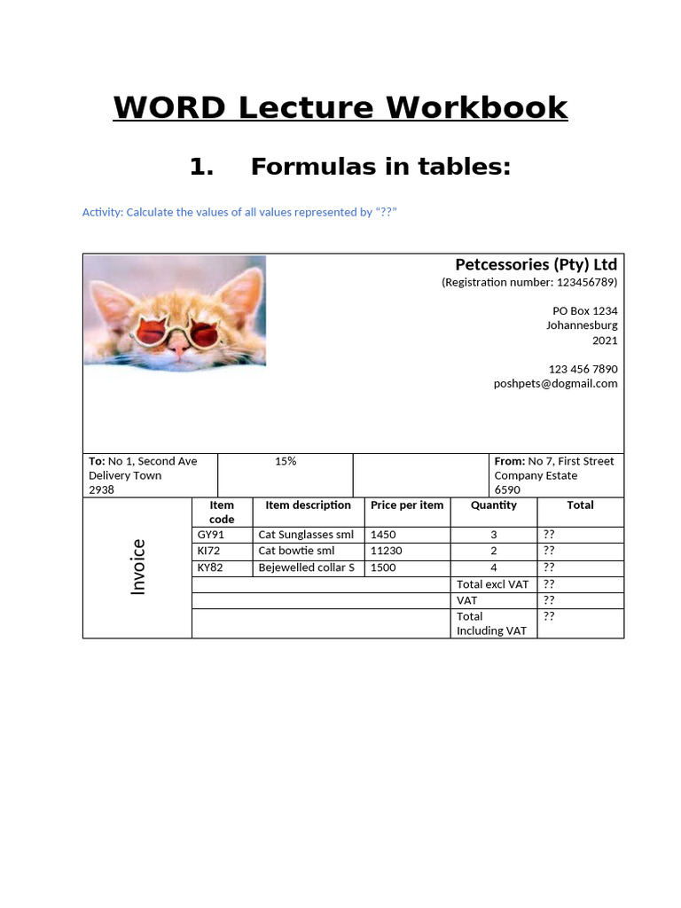 BIS Word Lecture WorkBook Week 2 | PDF