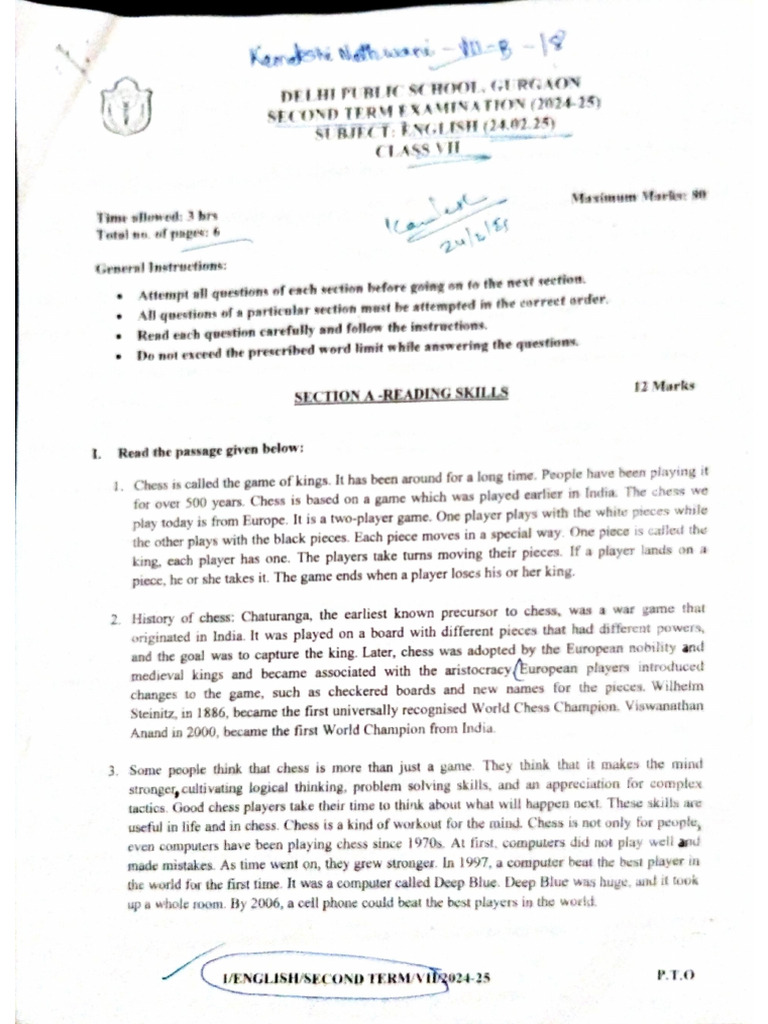 English Term 2 Class 7 | PDF