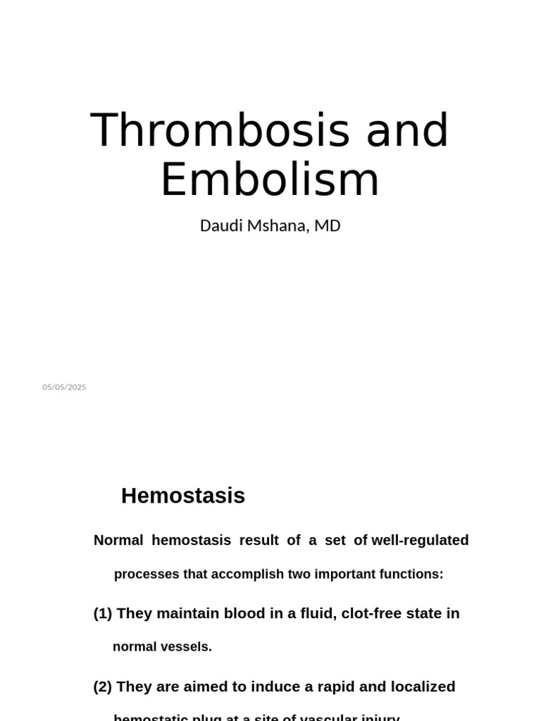 10 - Thrombosis and Embolism | PDF | Thrombus | Coagulation