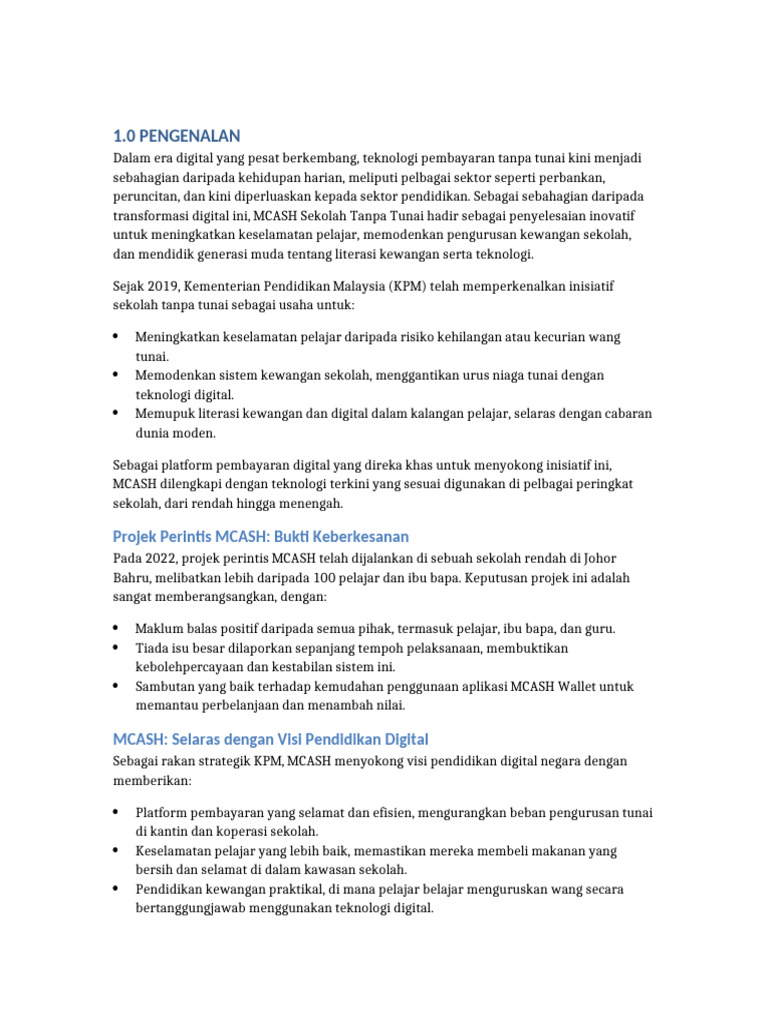 MCASH Introduction | PDF