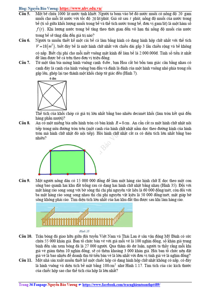 CHỦ ĐỀ 1. ỨNG DỤNG ĐẠO HÀM VÀ KSHS - CÂU HỎI-36-51 | PDF