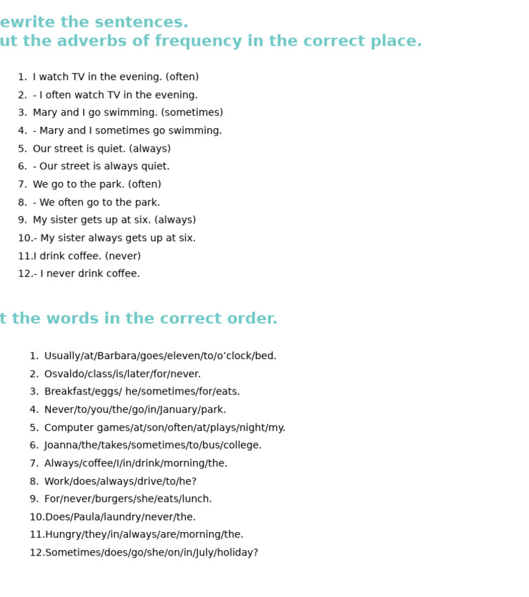 1C Adverbs of Frequency | PDF