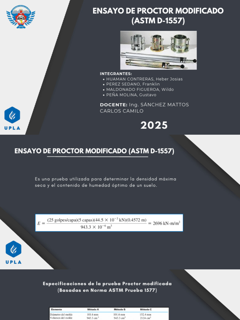 Ensayo Proctor Modificado (ASTM D-1557) | PDF
