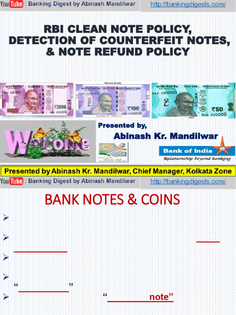 RBI Clean Note Policy, Detection of Counterfeit Notes & Note Refund ...