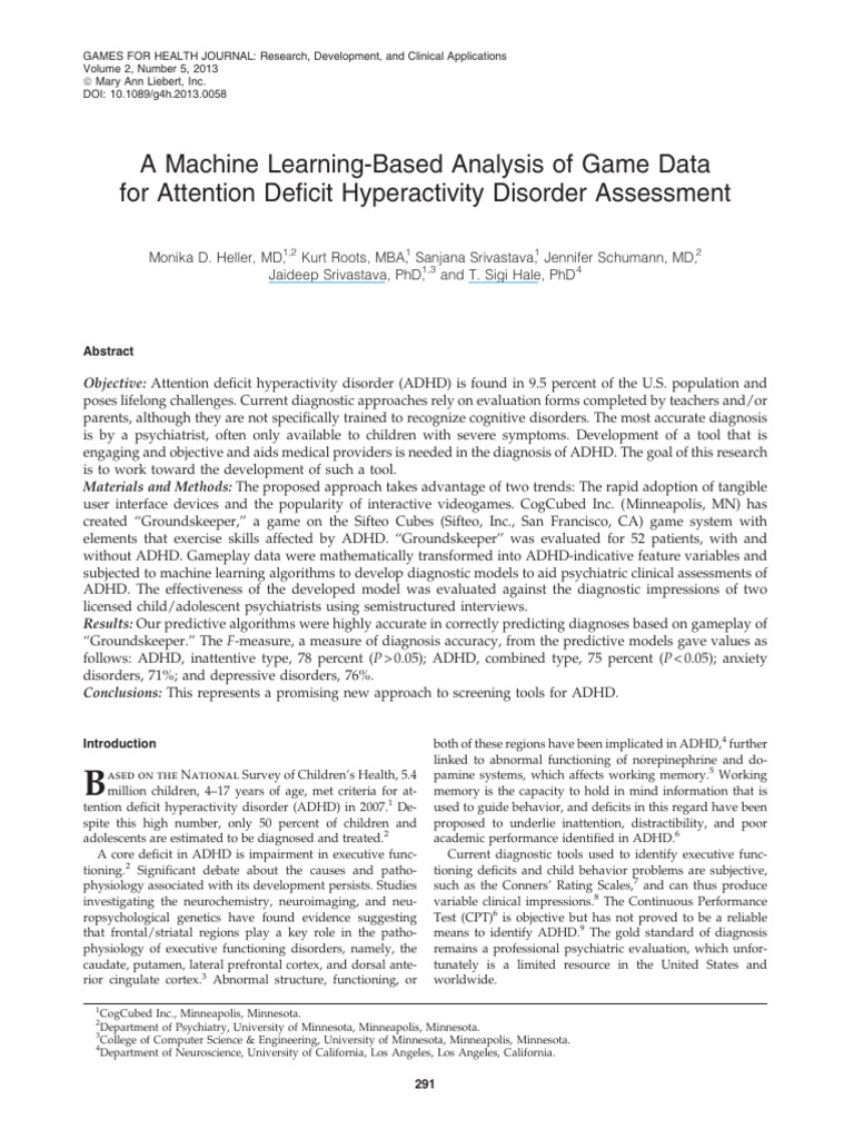 A Machine Learning Based Analysis of Gam | PDF | Attention Deficit Hyperactivity Disorder ...