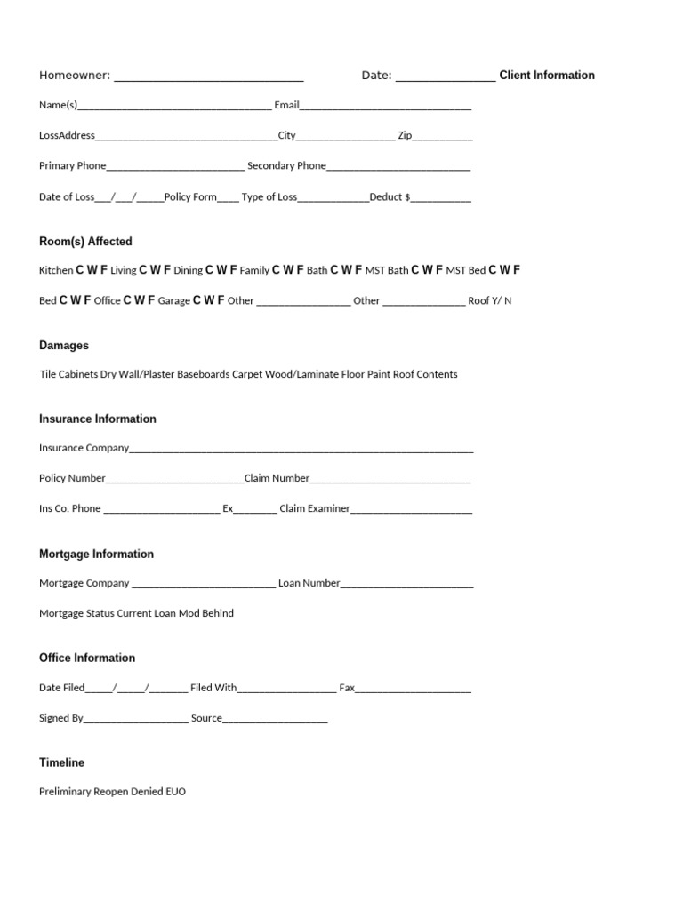 Blank Client Info | PDF