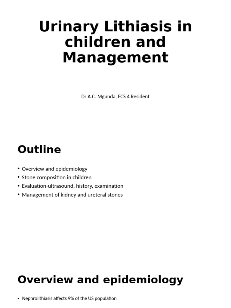 Urinary Lithiasis in Children and Management | PDF | Diseases And ...