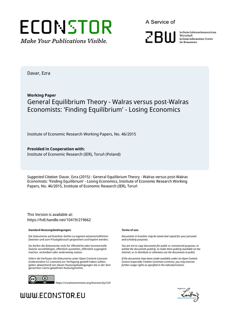 Art 2-General Equilibrium Theory - Walras Versus Post-Walras Economists ...