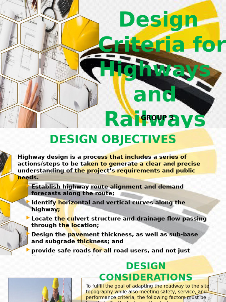 GROUP 3 Design Criteria For Highways and Railways | PDF | Traffic | Road