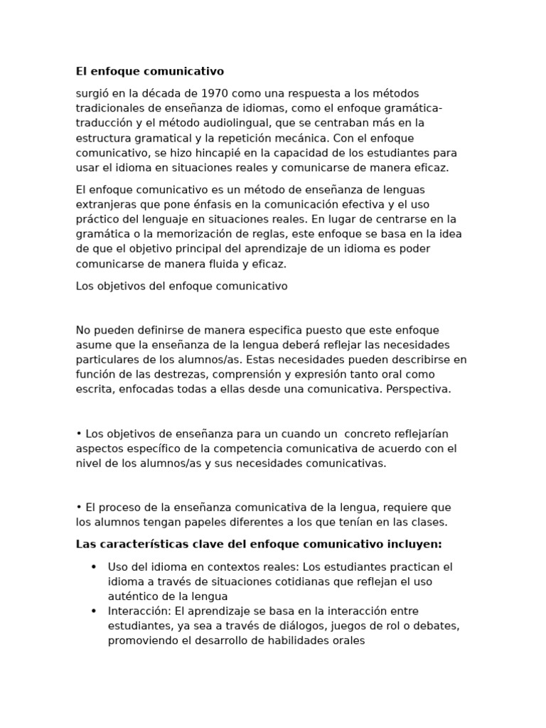 enfoque comunicativo | PDF | Enseñando | Ciencia cognitiva