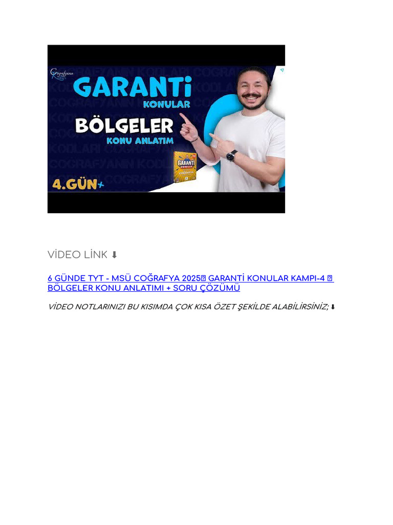 MirzaYKS_TYT Coğrafya 5'te 5 Garanti Kamp - 4.GÜN | PDF
