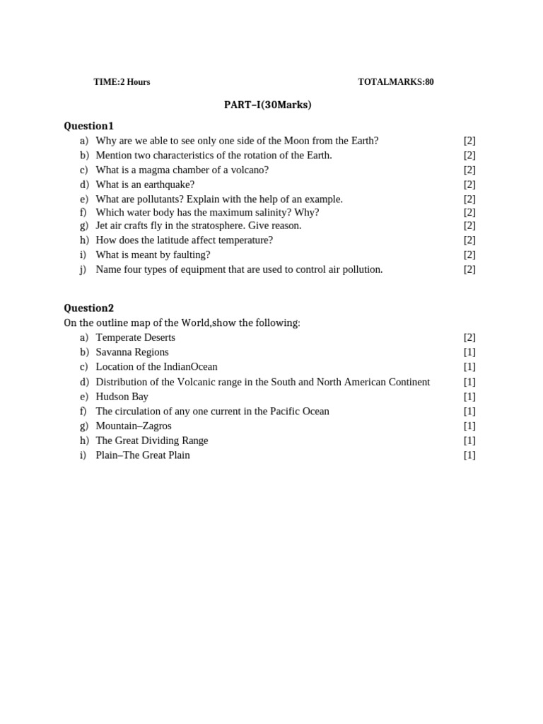 ICSE Class 9 Geography PGC | PDF | Oceans | Earth