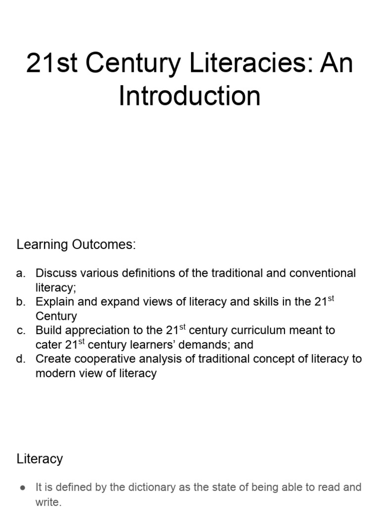21st Century Literacies - An Introduction | PDF | Curriculum | Literacy