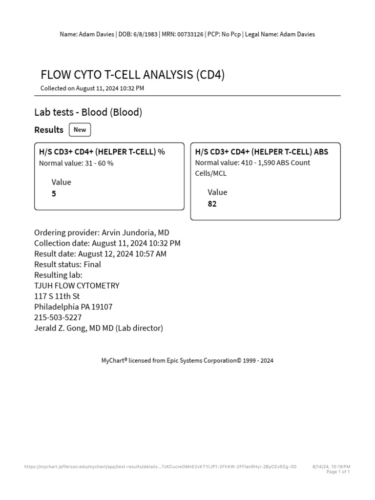 MyJeffersonHealth Test Details | PDF