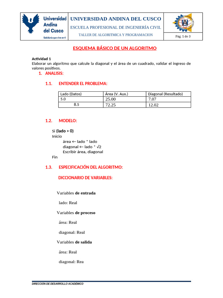 Esquema básico de un Algoritmo (1,..2.3...) | PDF | Algoritmos | Ciencias de la Computación
