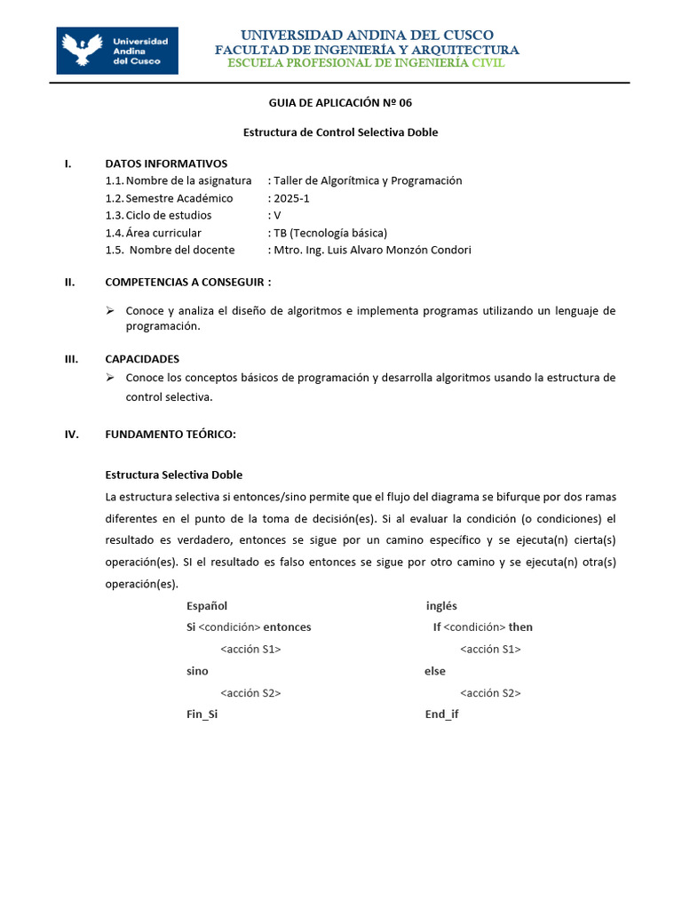 Estructura de Control Selectiva Doble | PDF | Algoritmos | Programación ...