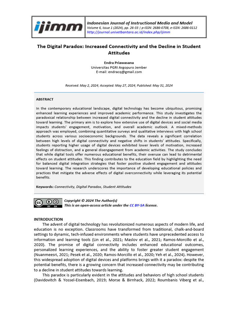 The Digital Paradox Increased Connectivity and The | PDF | Survey ...
