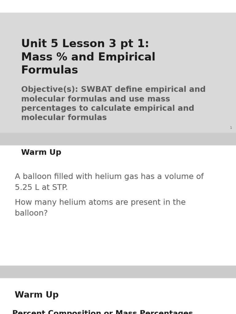 Emp And Molec Formulas On Level Pdf Mole Unit Chemistry