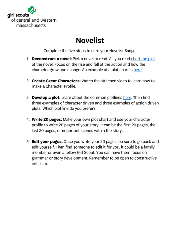 Novelist Badge: Five Essential Steps | PDF
