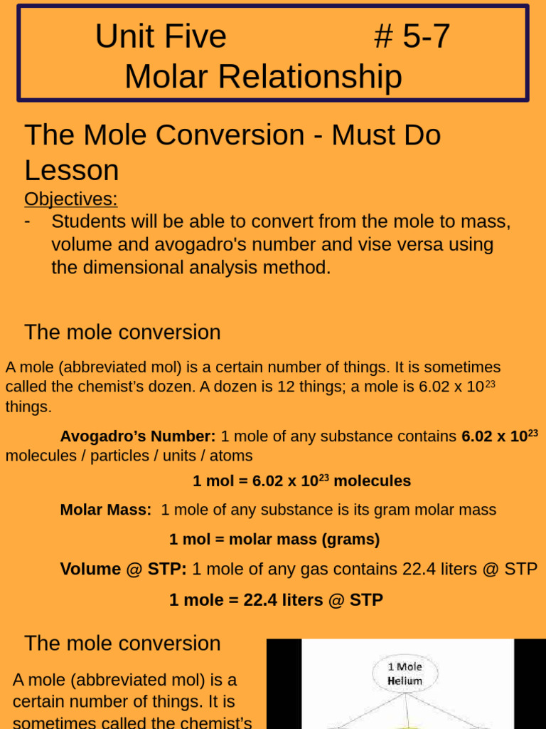 Molar Relationship - Mole Conversion | PDF | Mole (Unit) | Physical ...