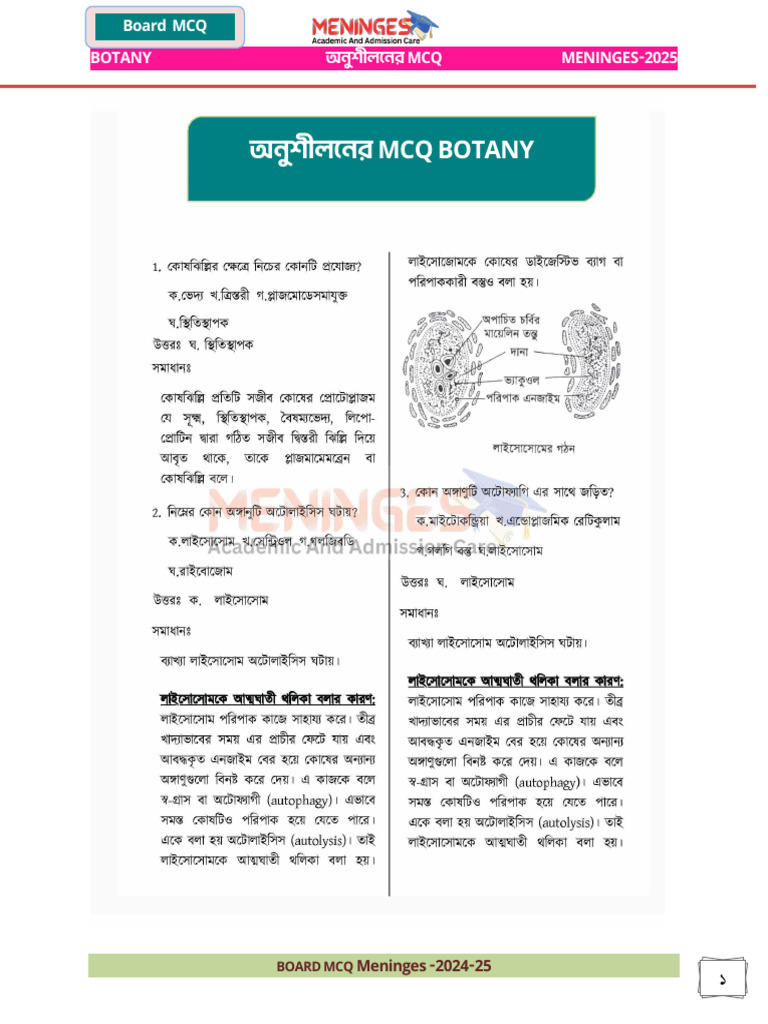 Board Mcq Botany Meninges | PDF