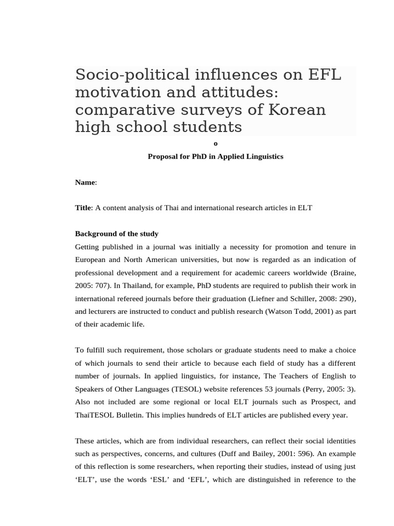 Socio-Political Influences On EFL Motivation and Attitudes: Comparative ...