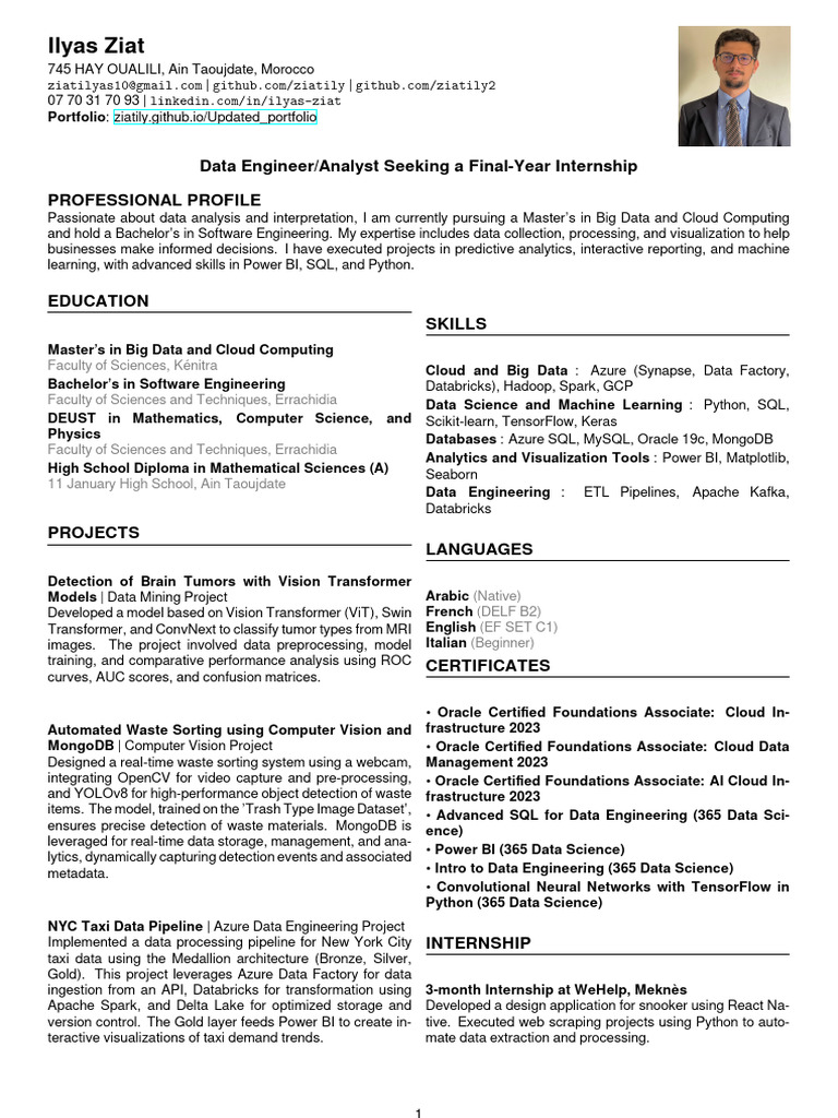 CV Ilyas Data Engineer 5 1 1 1 | PDF | Apache Spark | Data Science