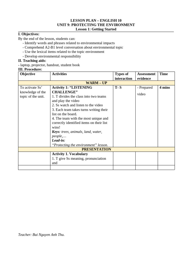 LESSON PLAN-E8-UNIT 2-GETTING STARTED 0171f | PDF